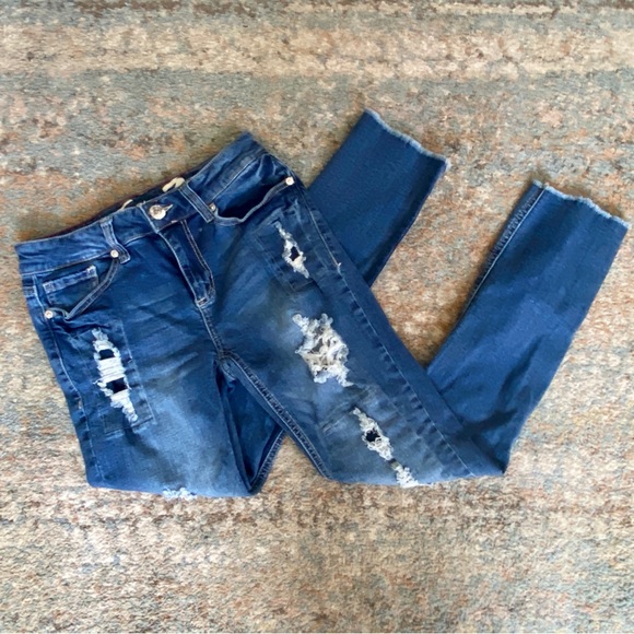 Seven7 | Jeans | Seven 7 Jeans Slim Straight Med Denim Distressed Short ...